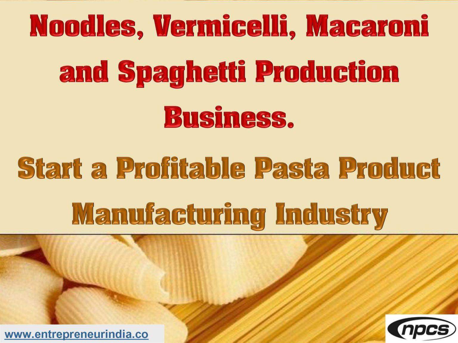 Macaroni and Spaghetti Production Business Setup Guide